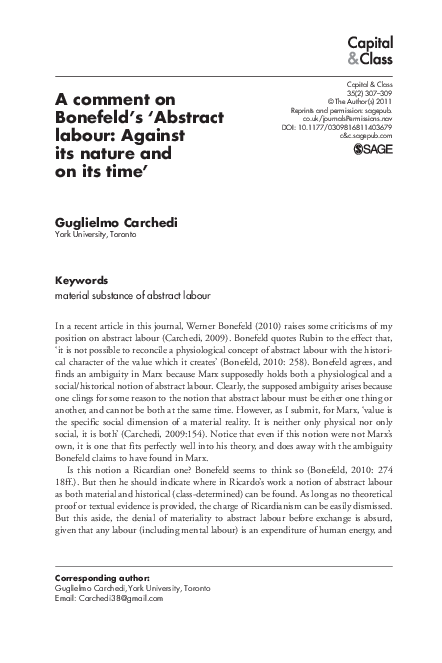 (PDF) A comment on Bonefeld's 'Abstract labour: Against its nature and ...