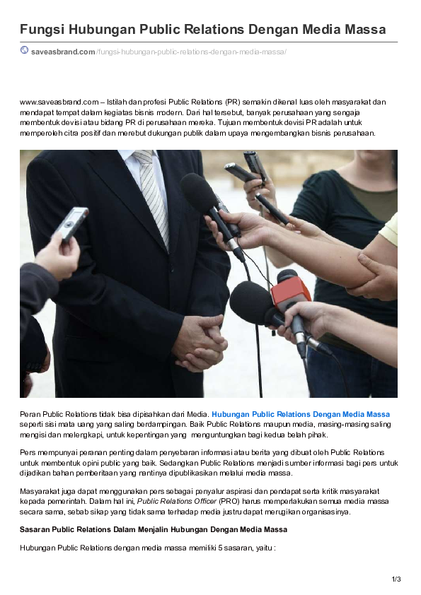 (PDF) Fungsi Hubungan Public Relations Dengan Media Massa