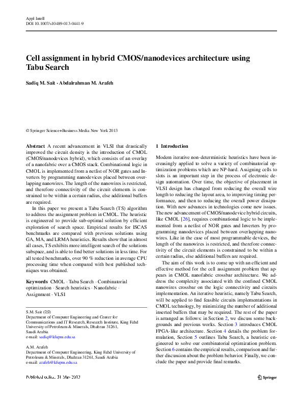 (PDF) Cell assignment in hybrid CMOS/nanodevices architecture using ...