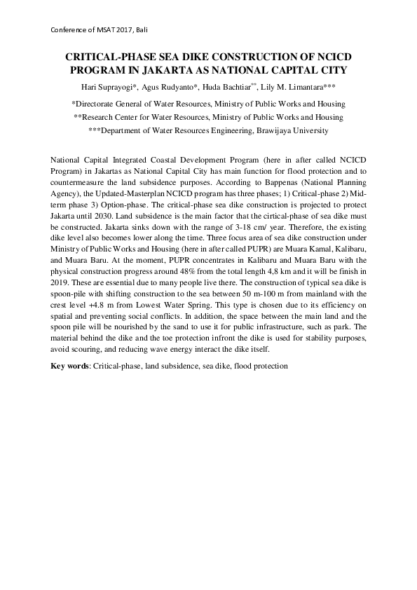 (PDF) CRITICAL-PHASE SEA DIKE CONSTRUCTION OF NCICD PROGRAM IN JAKARTA ...