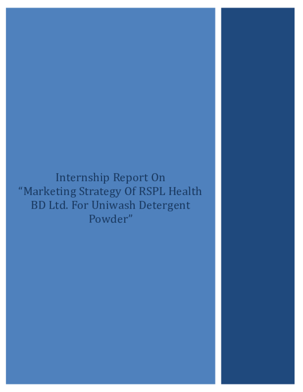 (PDF) Internship Report On " Marketing Strategy Of RSPL Health BD Ltd ...