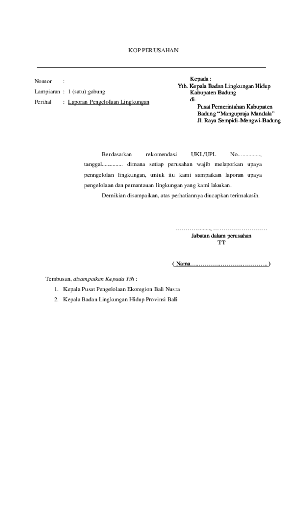(PDF) Contoh Pelaporan Pengelolaan dan Pemantauan Lingkungan(1)
