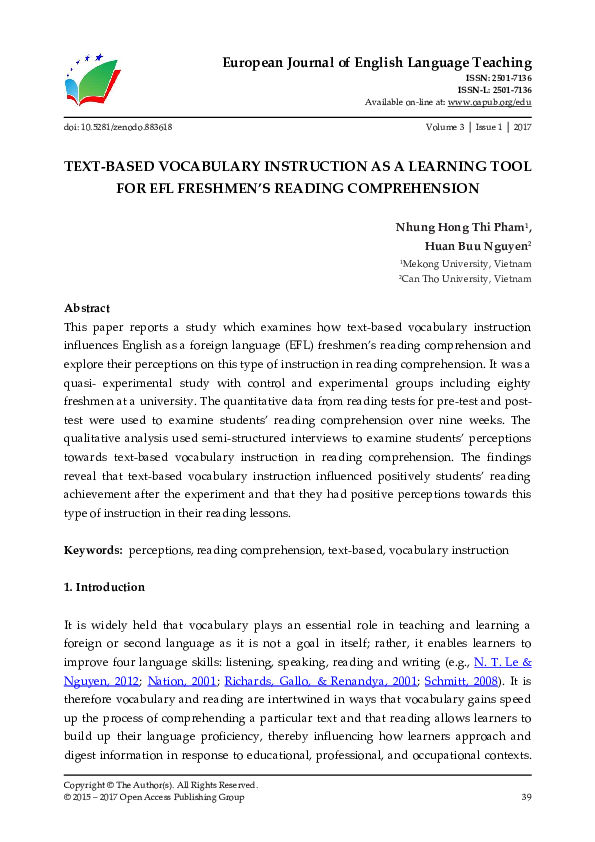 (PDF) European Journal of English Language Teaching TEXT-BASED ...