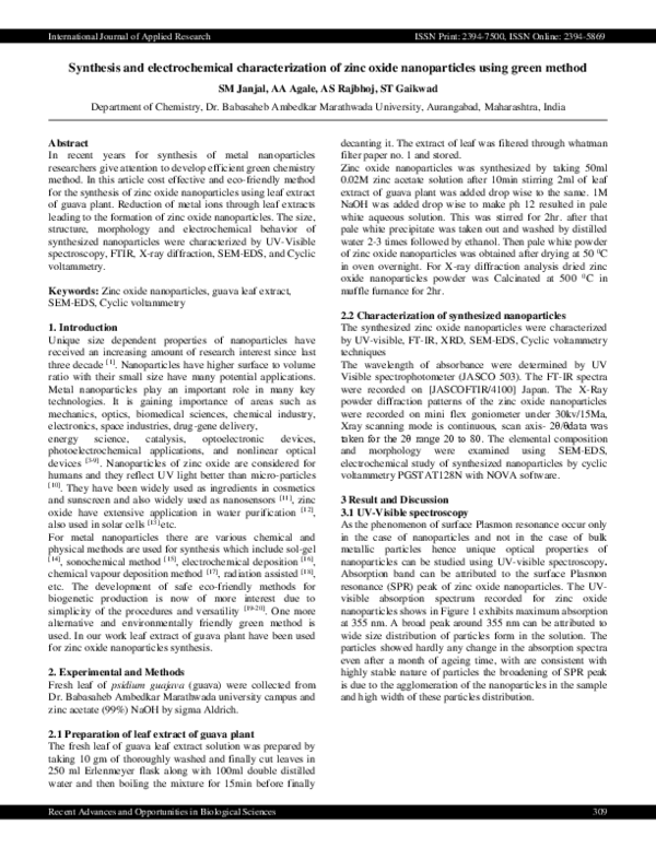 (PDF) Recent Advances and Opportunities in Biological Sciences Synthesis and electrochemical ...