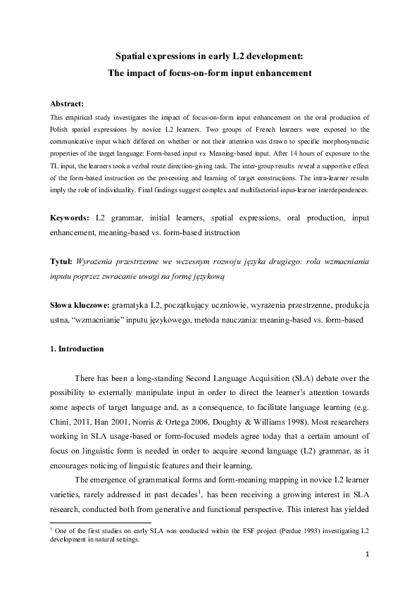 (PDF) Spatial expressions in early L2 development: The impact of focus-on-form input enhancement ...