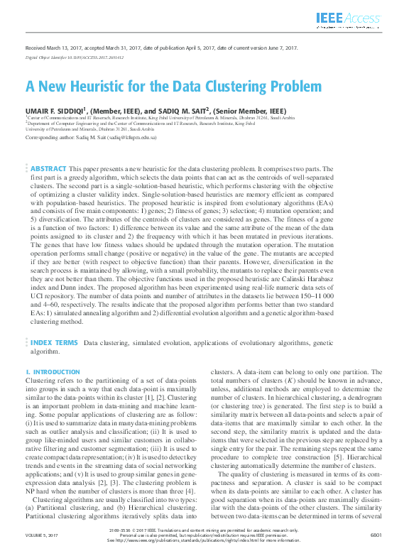 (PDF) A New Heuristic for the Data Clustering Problem