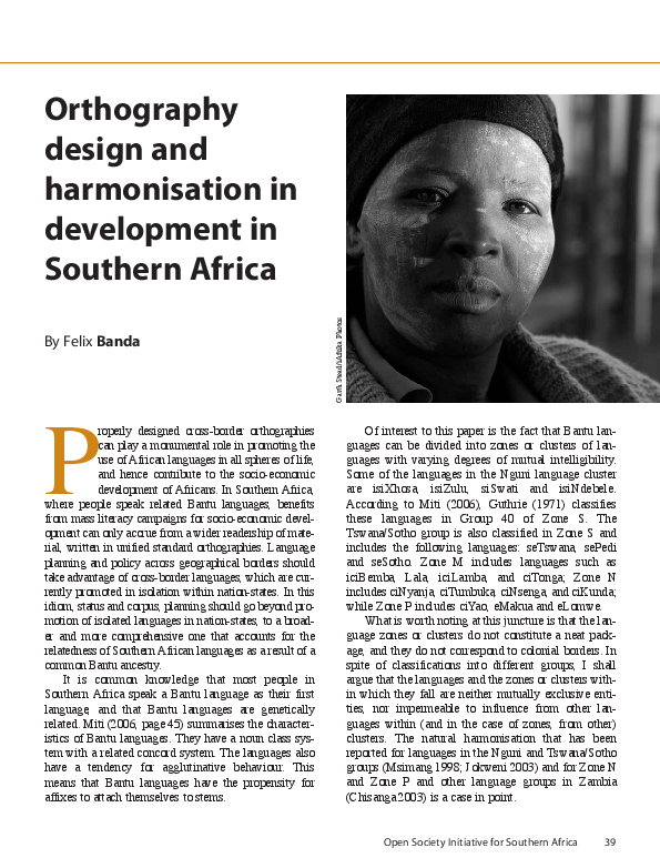 (PDF) Orthography design and harmonisation in development in Southern ...