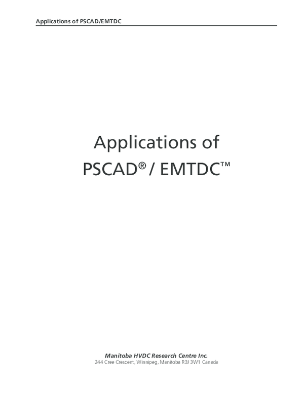 (PDF) Applications of PSCAD ® / EMTDC