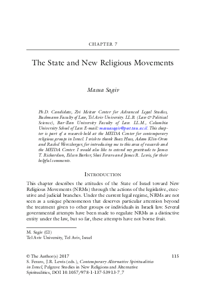 (PDF) The State and New Religious Movements