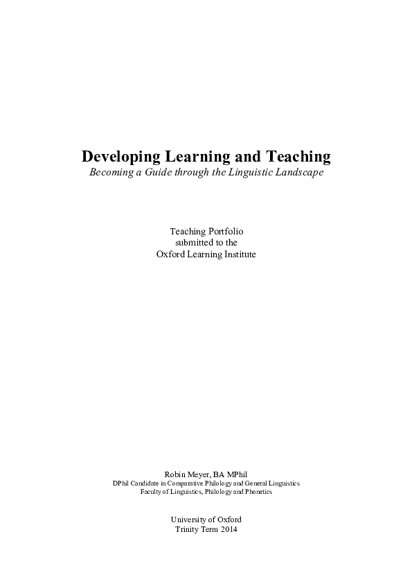 (PDF) Developing Learning and Teaching