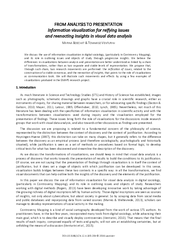 (PDF) From Analysis to Presentation: Information visualization for ...