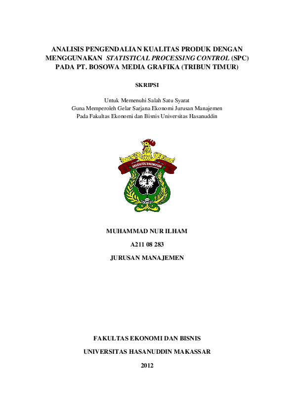 (PDF) ANALISIS PENGENDALIAN KUALITAS PRODUK DENGAN MENGGUNAKAN ...