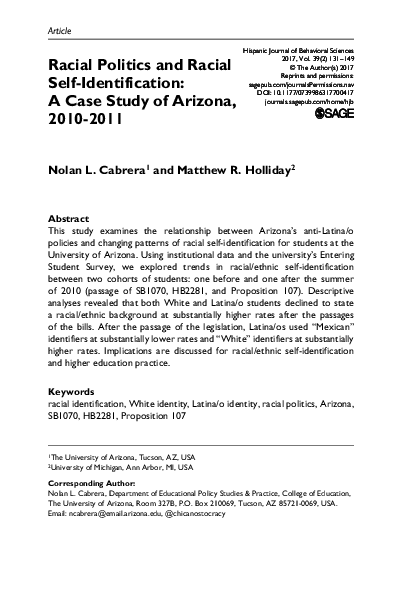 (PDF) Racial Politics and Racial Self-Identification: A Case Study of ...