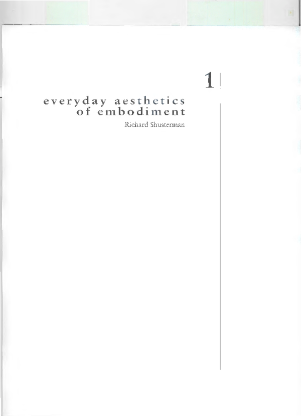 (PDF) Everyday Aesthetics Of Embodiment