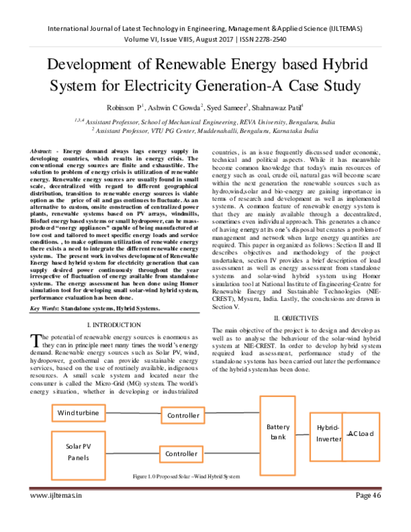 (PDF) Development of Renewable Energy based Hybrid System for ...