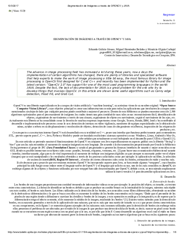 (PDF) SEGMENTACIÓN DE IMÁGENES A TRAVÉS DE OPENCV Y JAVA