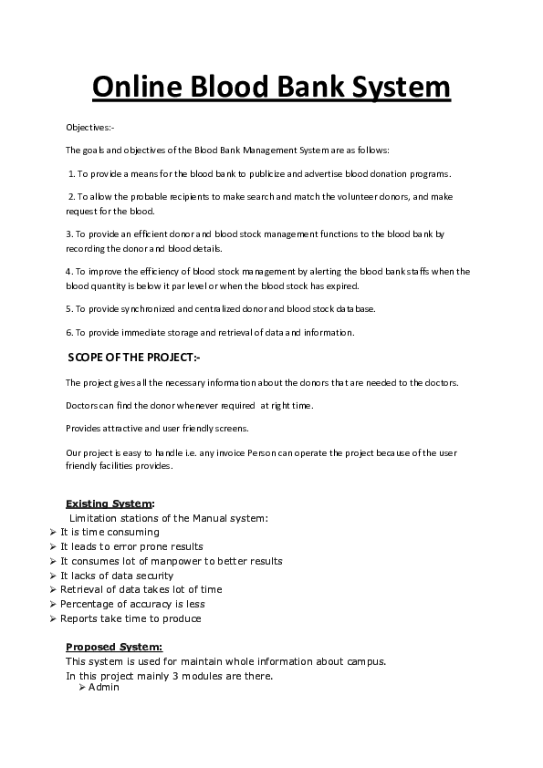 (DOC) Online Blood Bank System MANUAL