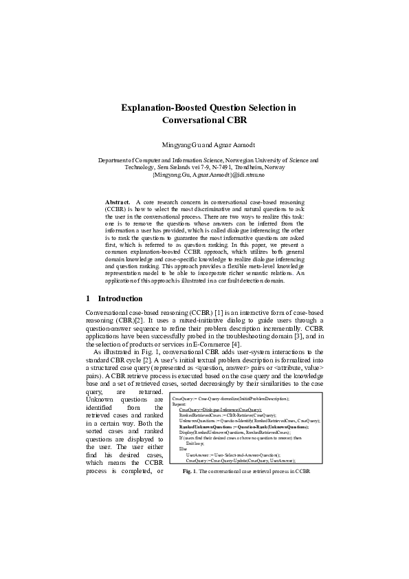(PDF) Explanation-boosted question selection in conversational CBR