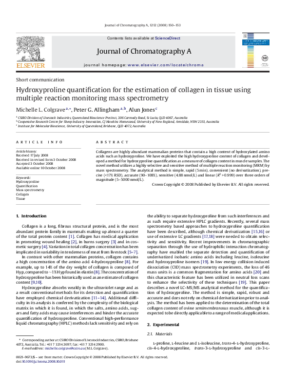 Pdf Hydroxyproline Quantification For The Estimation Of Collagen In Tissue Using Multiple