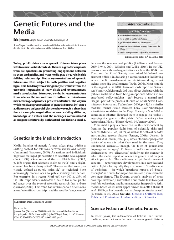 (PDF) Genetic Futures and the Media