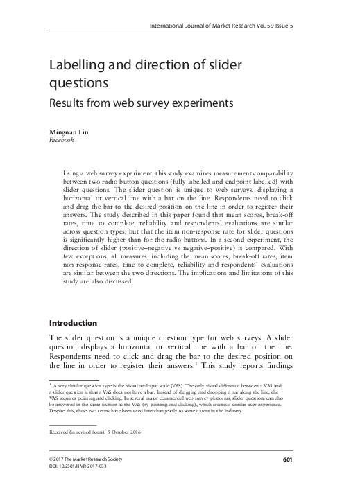 (PDF) Labelling and direction of slider questions: results from web ...