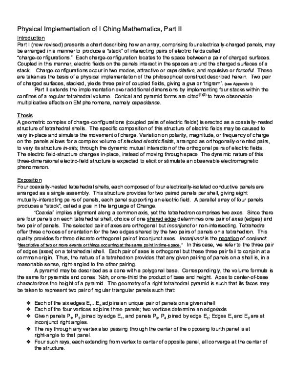(PDF) Physical Implementation of I Ching Mathematics (redux)