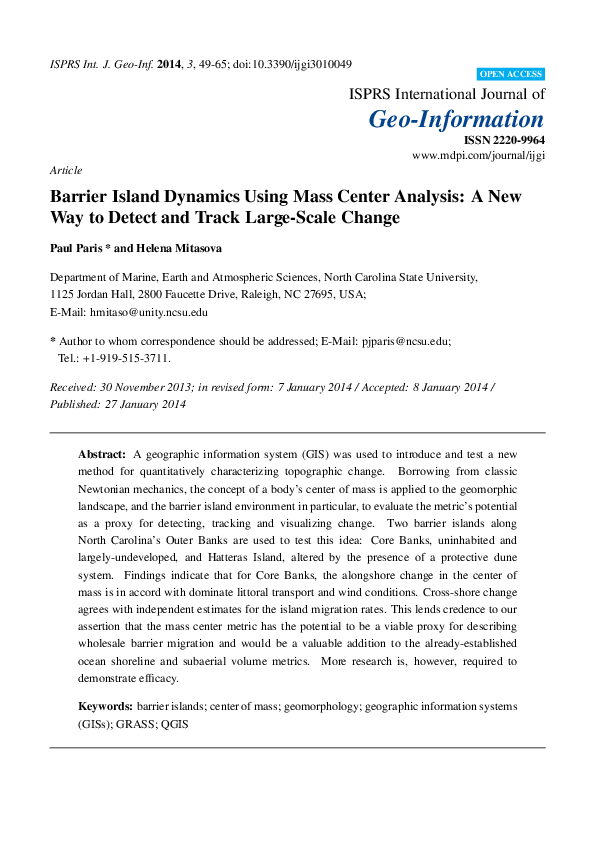 (PDF) Barrier Island Dynamics Using Mass Center Analysis: A New Way to Detect and Track Large ...