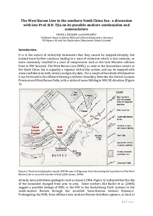 (PDF) The West Baram Line in the southern South China Sea: a discussion ...