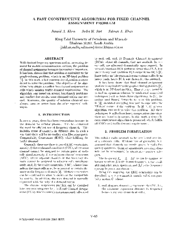 (PDF) A FAST CONSTRUCTIVE ALGORITHM FOR FIXED CHANNEL ASSIGNMENT PROBLEM