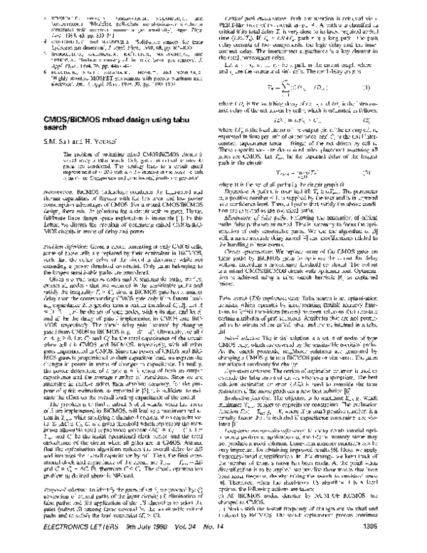 (PDF) CMOS/BiCMOS mixed design using tabu search