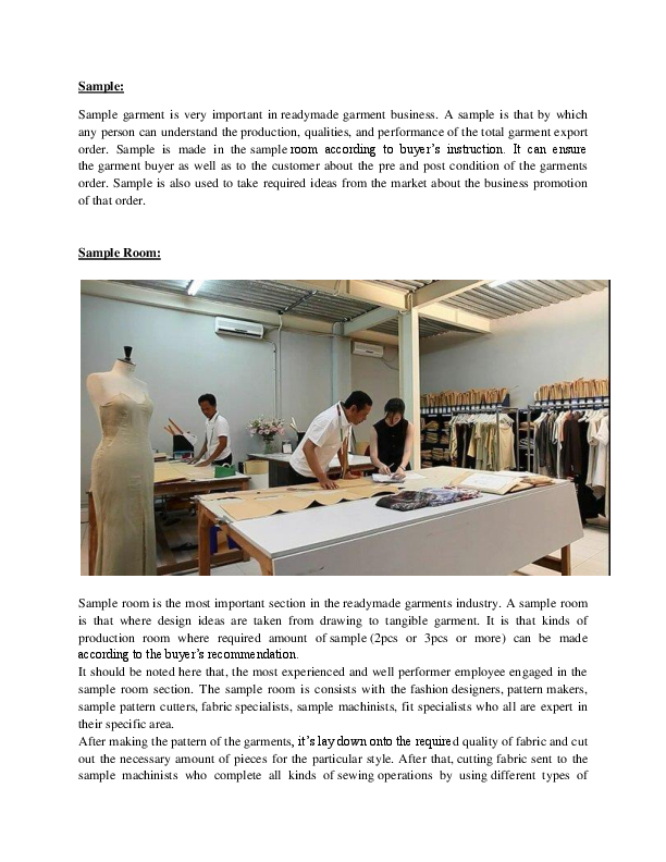 (DOC) Activities and Importance of sample room of an apparel Industry