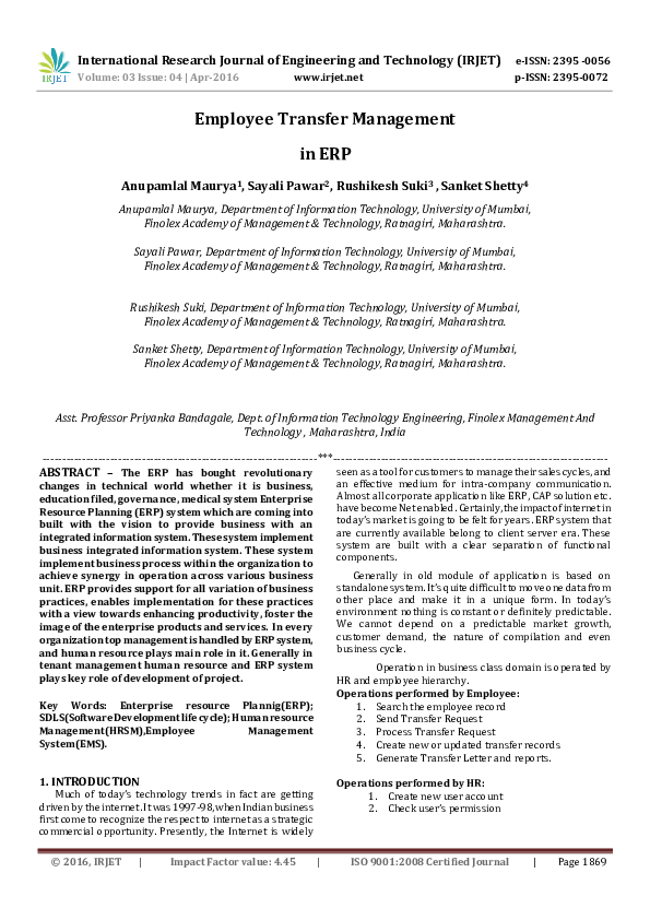 (PDF) Employee Transfer Management in ERP