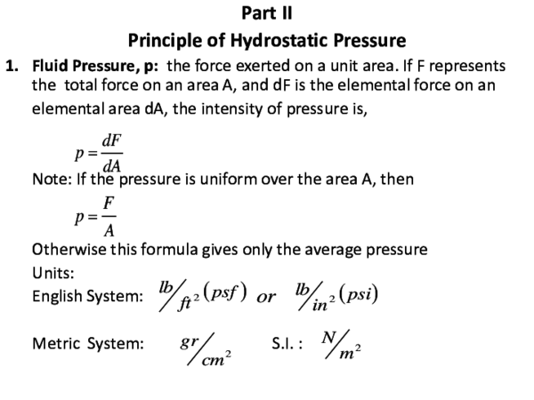 (PDF) Part II Principle of Hydrostatic Pressure