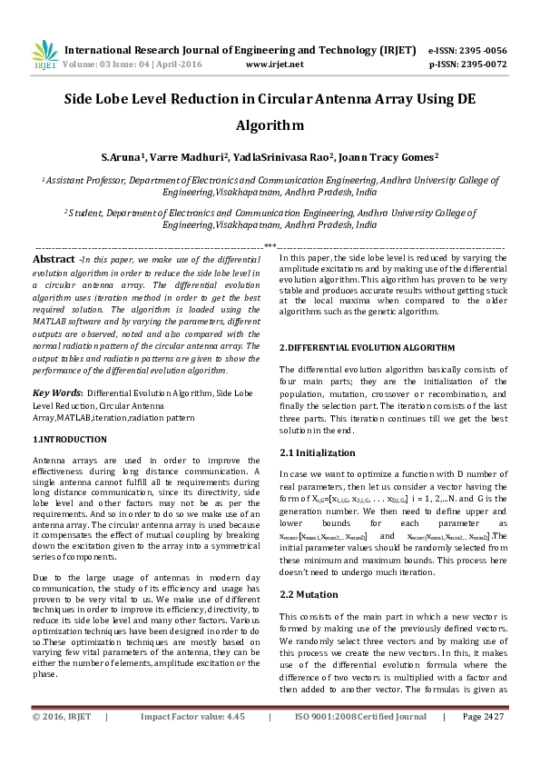 Pdf Side Lobe Level Reduction In Circular Antenna Array Using De