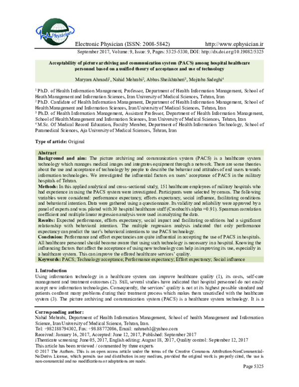 (PDF) Acceptability of picture archiving and communication system (PACS ...