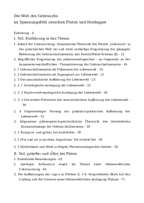 Die Welt des Gebrauchs im Spannungsfeld zwischen Platon und Heidegger ...