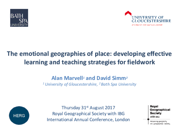 (PDF) Marvell, A. & Simm, D. (2017) The emotional geographies of place: developing effective ...