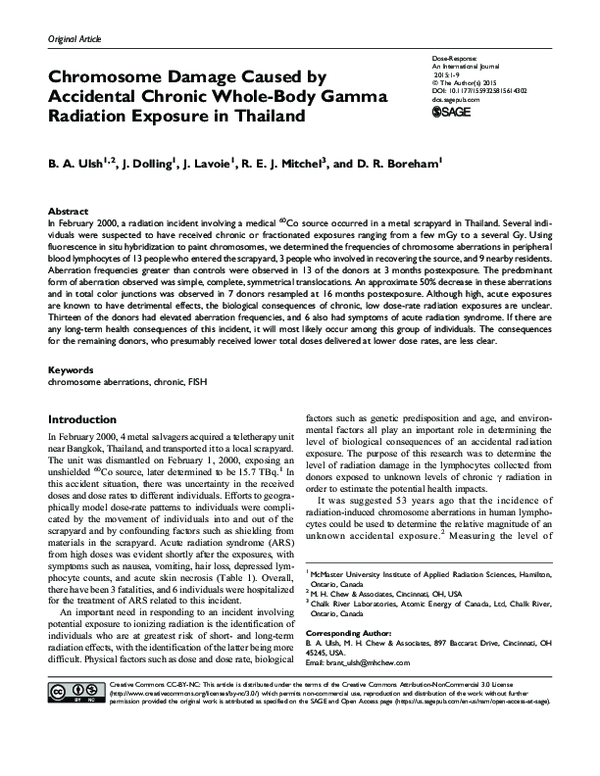 (PDF) Chromosome Damage Caused by Accidental Chronic Whole-Body Gamma ...