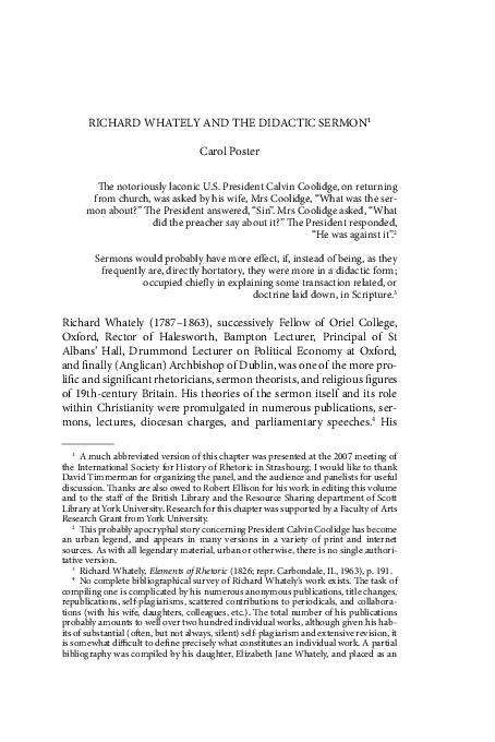 (PDF) Richard Whately and the Didactic Sermon