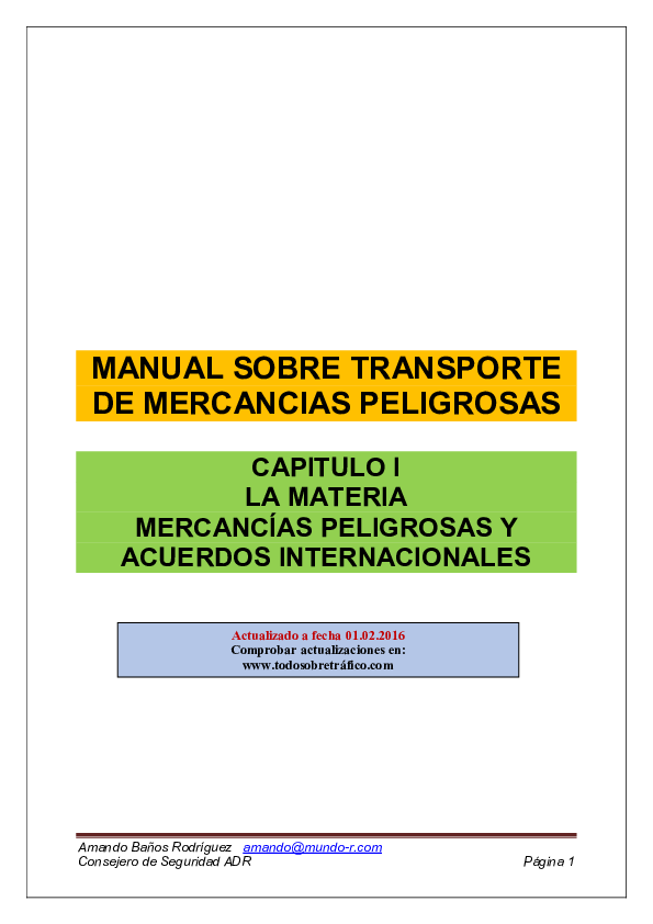 (PDF) MANUAL SOBRE TRANSPORTE DE MERCANCIAS PELIGROSAS CAPITULO I LA MATERIA MERCANCÍAS ...