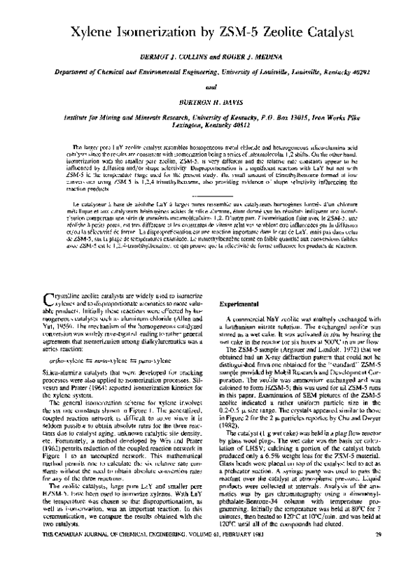 (PDF) Xylene isomerization by ZSM-5 zeolite catalyst