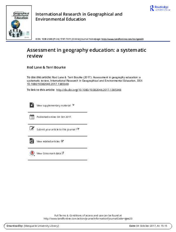 (PDF) Assessment in geography education: a systematic review