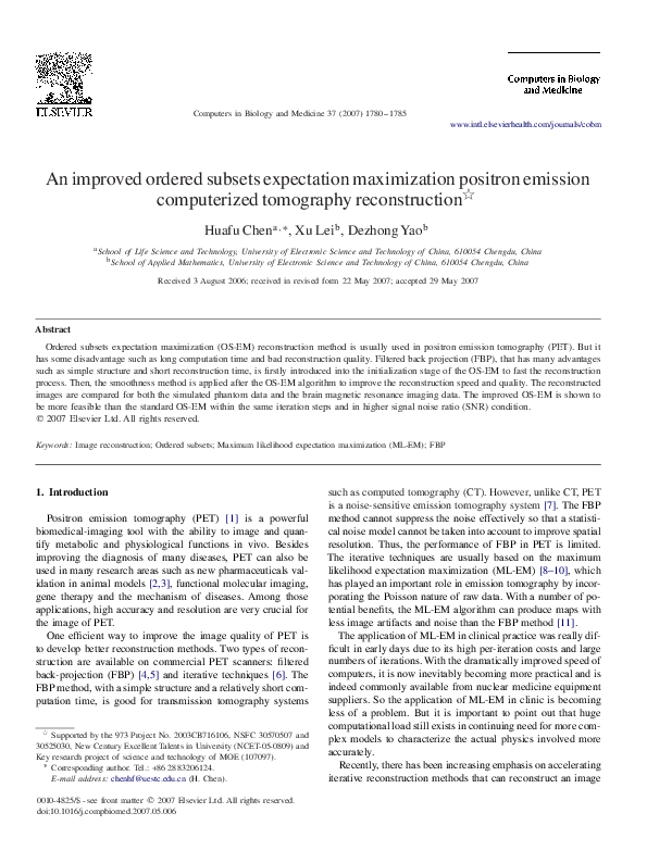Pdf An Improved Ordered Subsets Expectation Maximization Positron