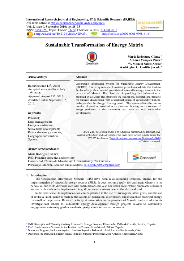 (PDF) Sustainable Transformation of Energy Matrix