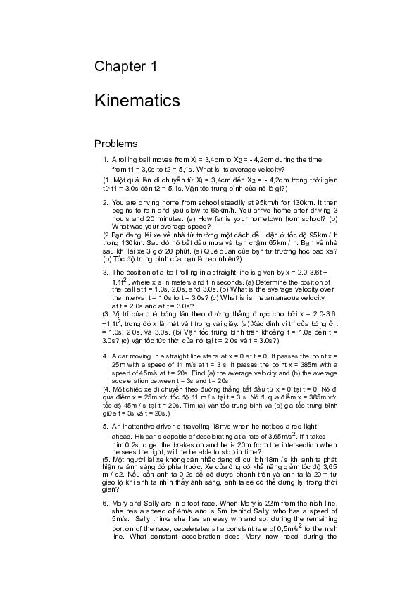 (PDF) Kinematics Problems