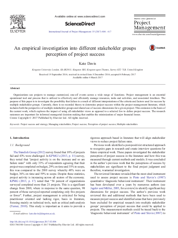 (PDF) An empirical investigation into different stakeholder groups ...