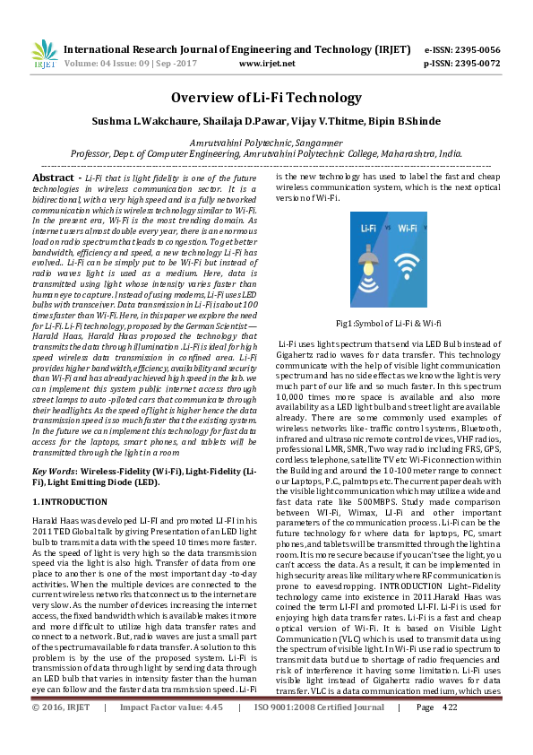 (PDF) Overview of Li-Fi Technology