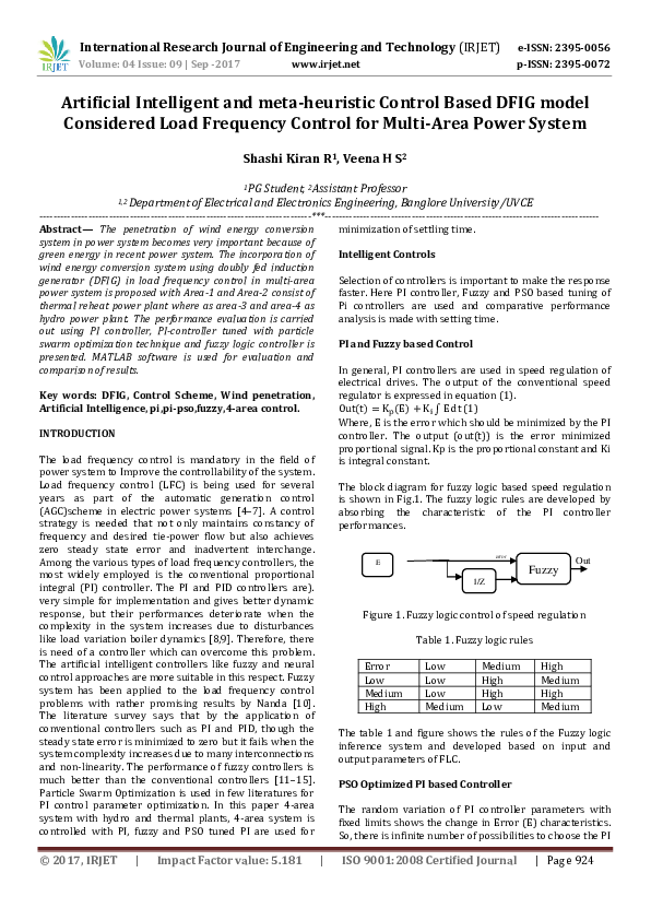 (PDF) Artificial Intelligent and meta-heuristic Control Based DFIG model Considered Load ...