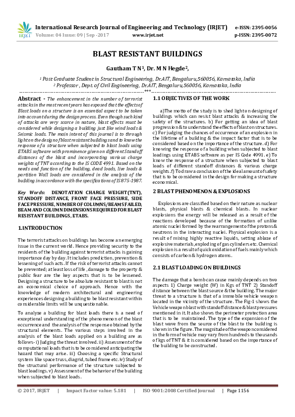 (PDF) BLAST RESISTANT BUILDINGS | IRJET Journal - Academia.edu