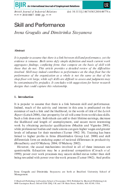 (PDF) Skill and Performance